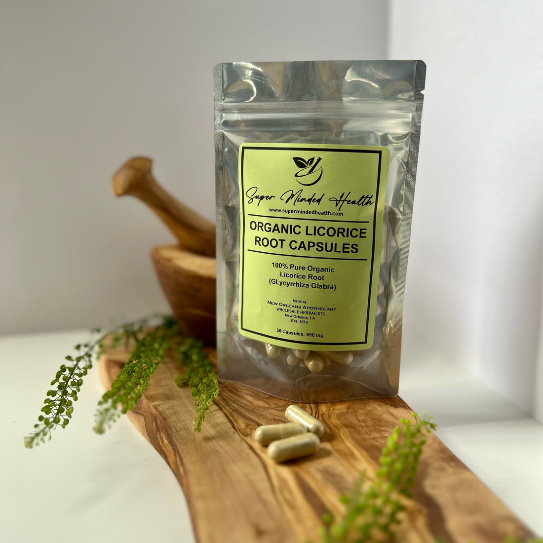 Organic Licorice Root Capsules Glycyrrhiza Glabra 550mg – supermindedhealth
